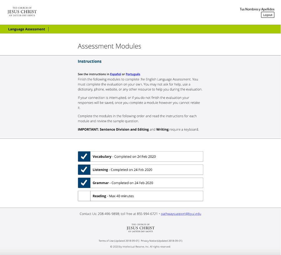 Pathway Assessment – PathwayStudent